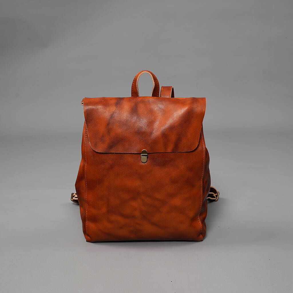 Minimalist Genuine Grain Leather Backpack Personalised By EAZO ...