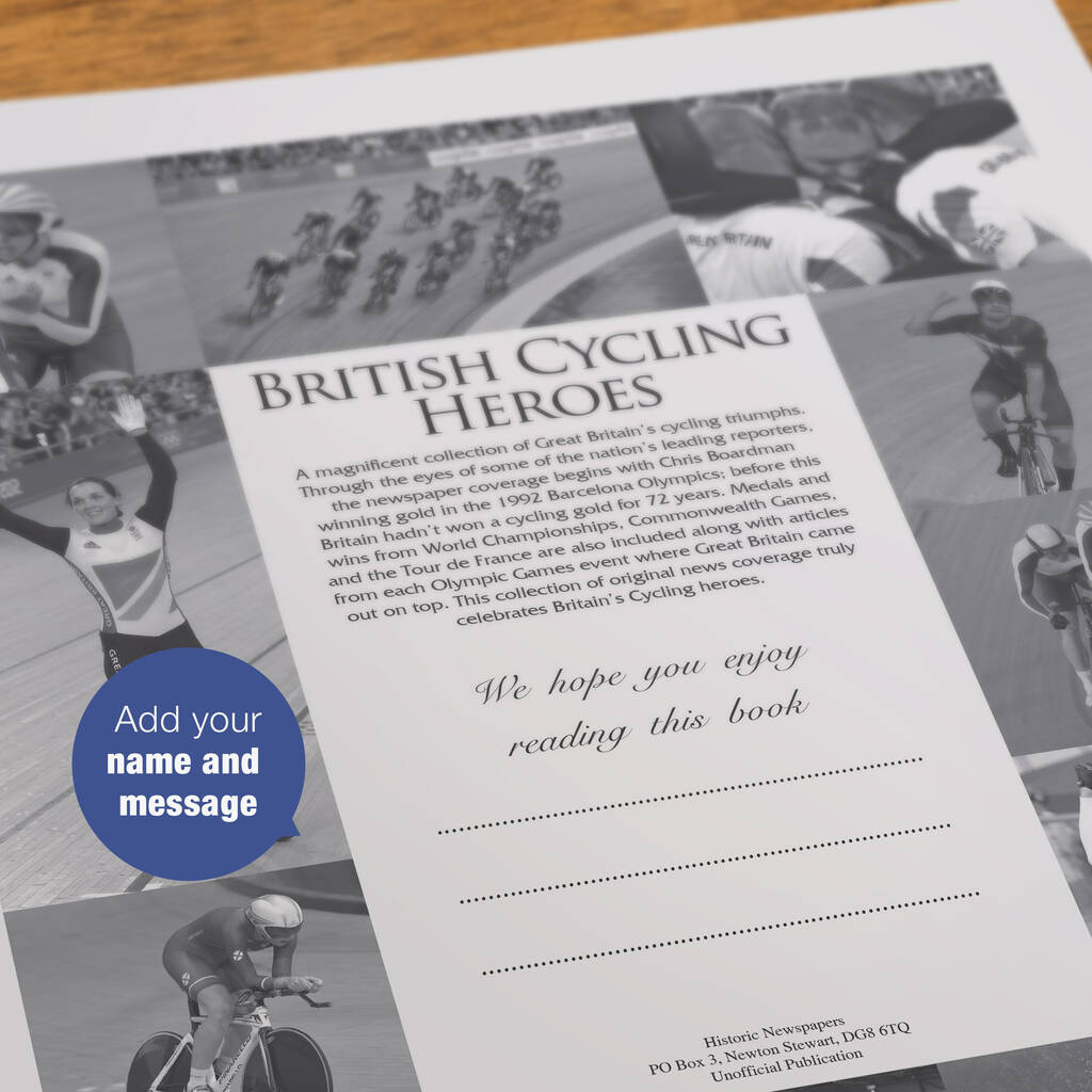 Cycling Personalised UK Sports Gift Newspaper Book By Historic ...