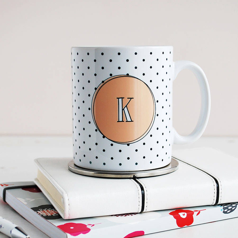 personalised monogram polka dot mug by cloud 9 design ...