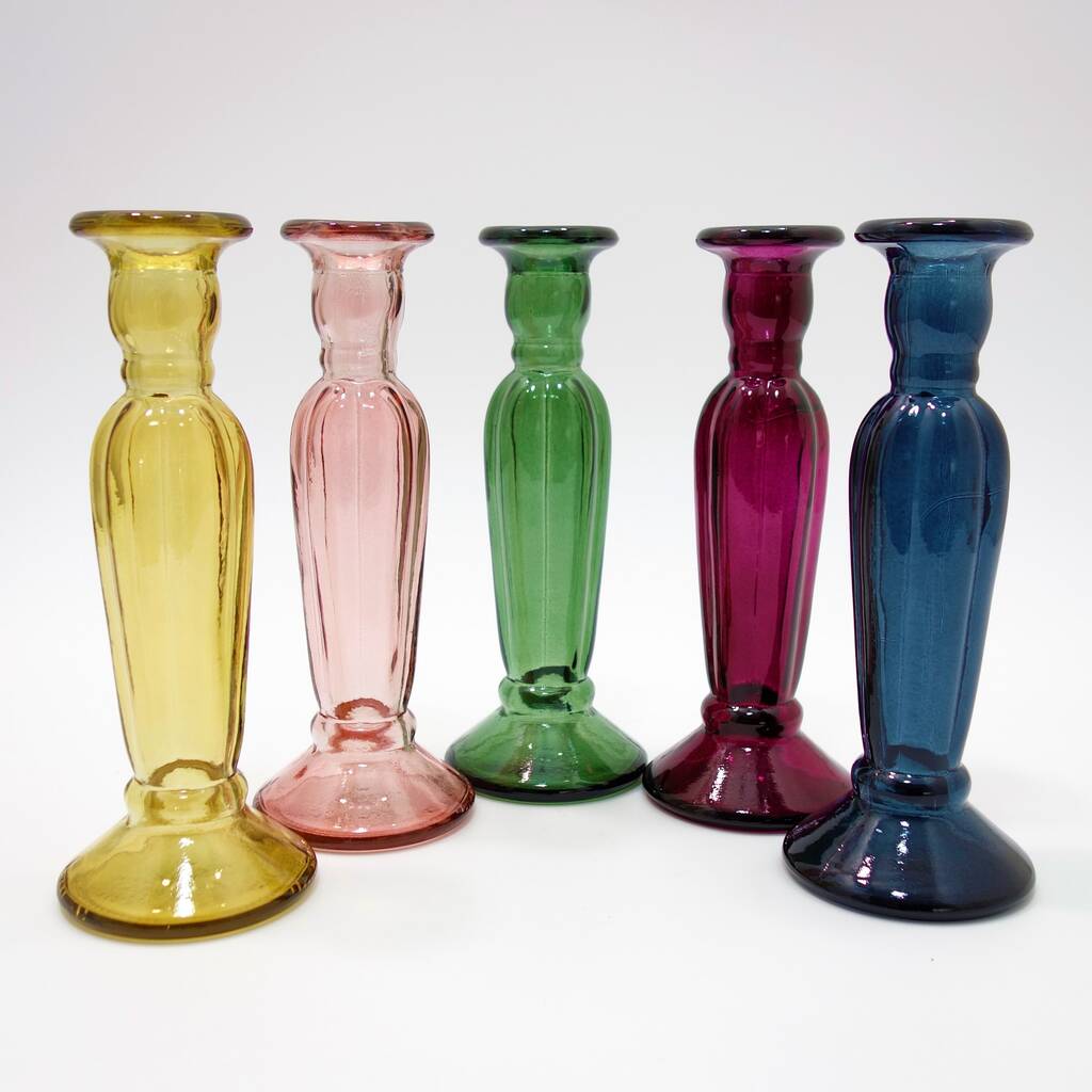 Recycled Glass Fluted Candle Stick 22cm By The Recycled Glassware Co ...
