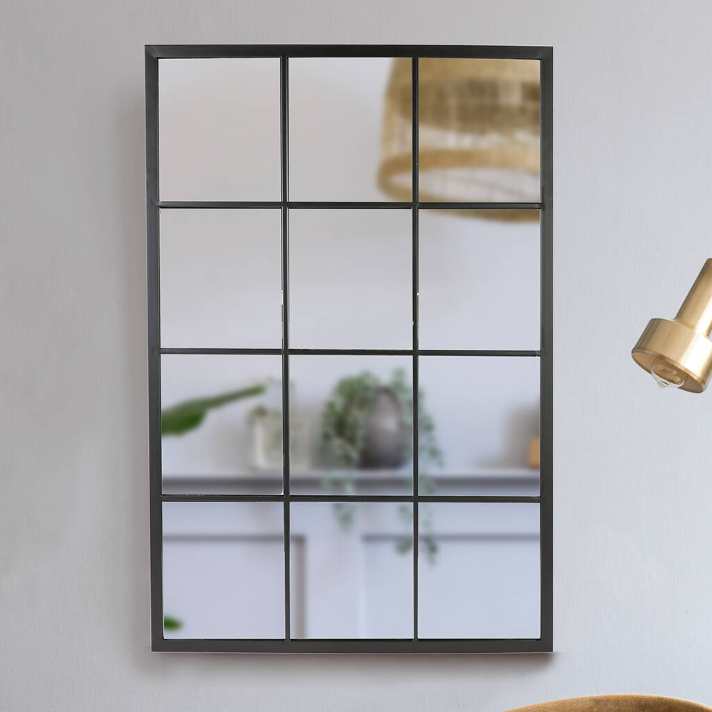 Contemporary Tall Iron Window Mirror By Dibor