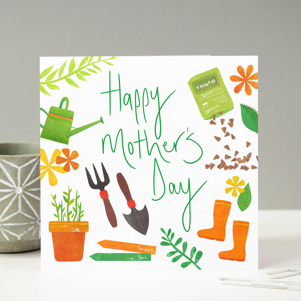 Happy Mother's Day Gardening Card By Fiona Clabon Illustration