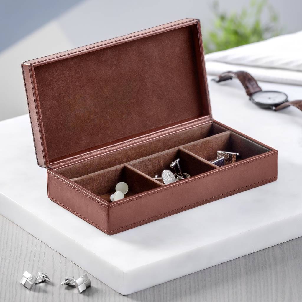 personalised leather cufflink box by ginger rose | notonthehighstreet.com