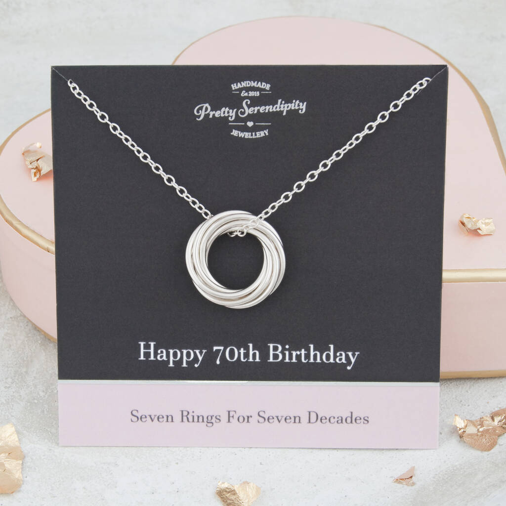 70th Birthday Seven Rings For Seven Decades Necklace By Pretty ...