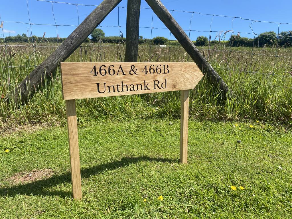Wooden Engraved Driveway Sign Pointing By Grain Designs ...