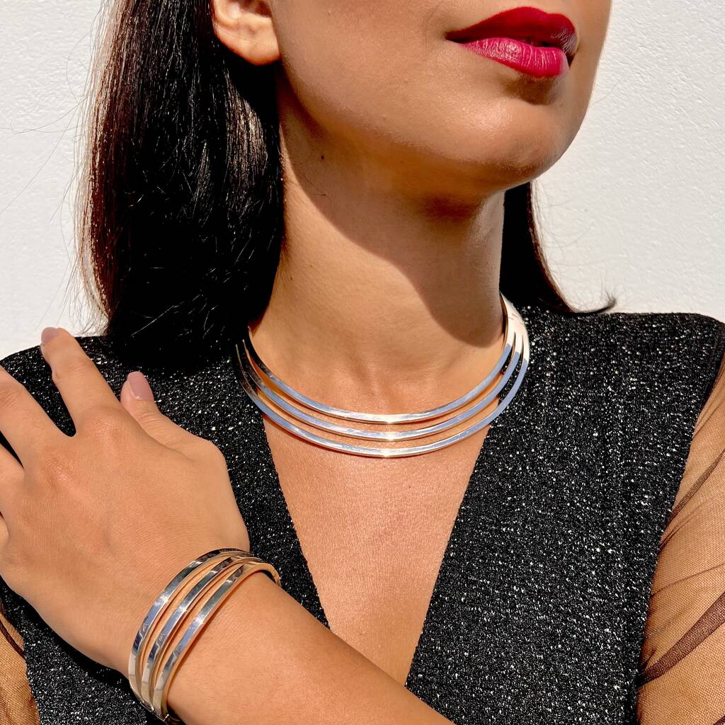 Three Bar Solid Sterling Silver Choker Necklace By Otis Jaxon ...