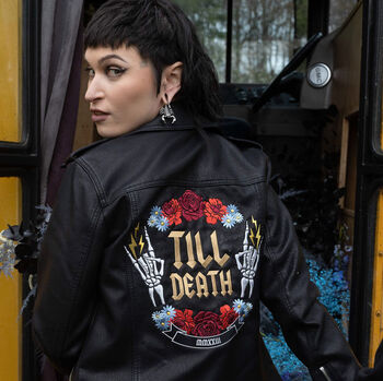 Till Death Custom Bridal Cover Up Leather Jacket By Niamh Designs ...