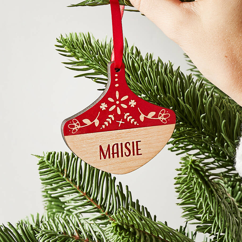 Personalised Scandi Maple Wood Christmas Bauble By Create Gift Love ...