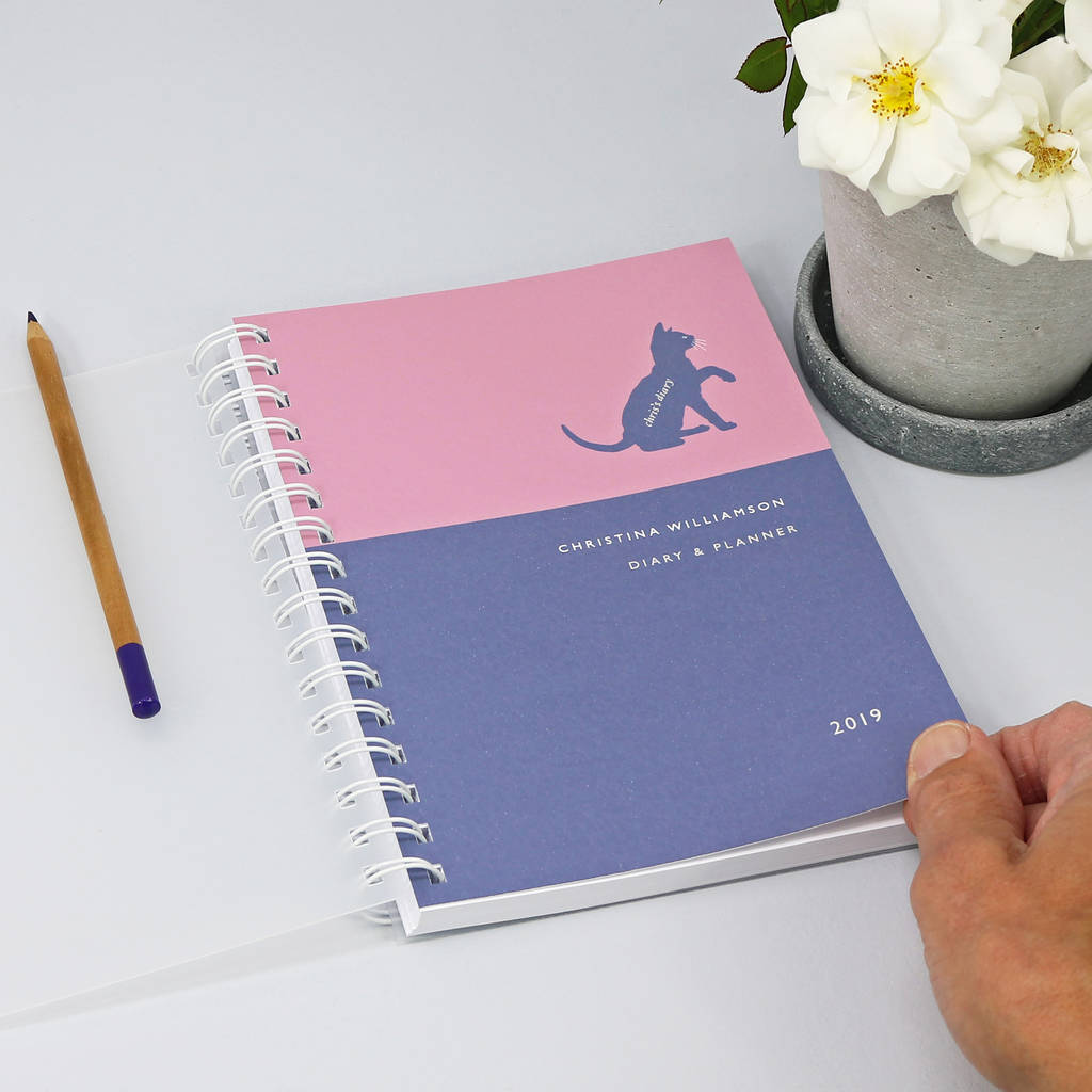 personalised 2019 diary for cat lovers by designed | notonthehighstreet.com