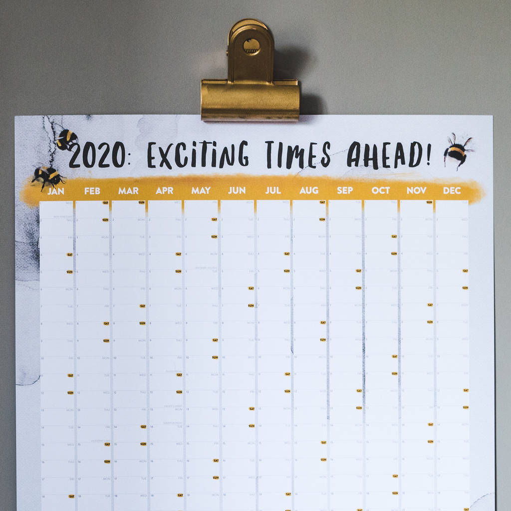 'exciting Times Ahead' 2020 Bumblebee Wall Planner By I Am Nat ...