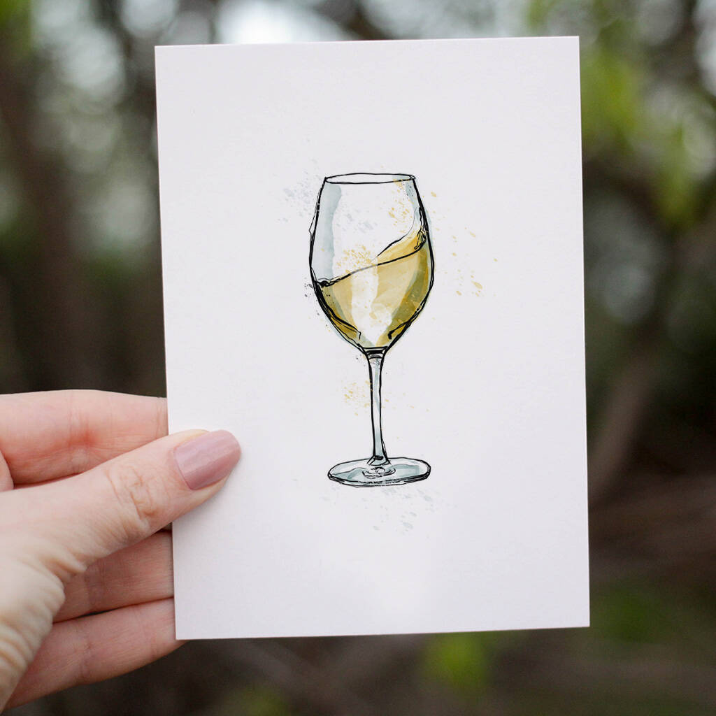 White Wine Illustration Card By Memorology