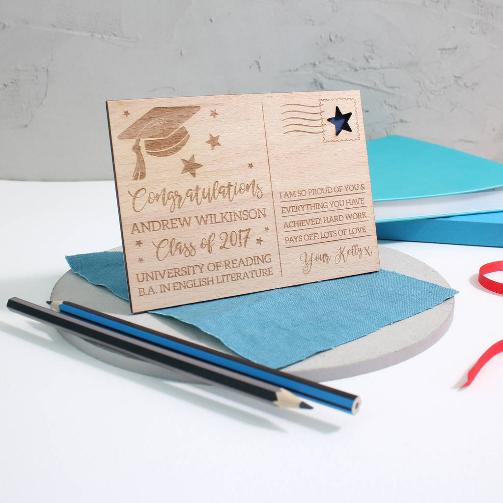 personalised graduation wooden post card by no ordinary gift company ...