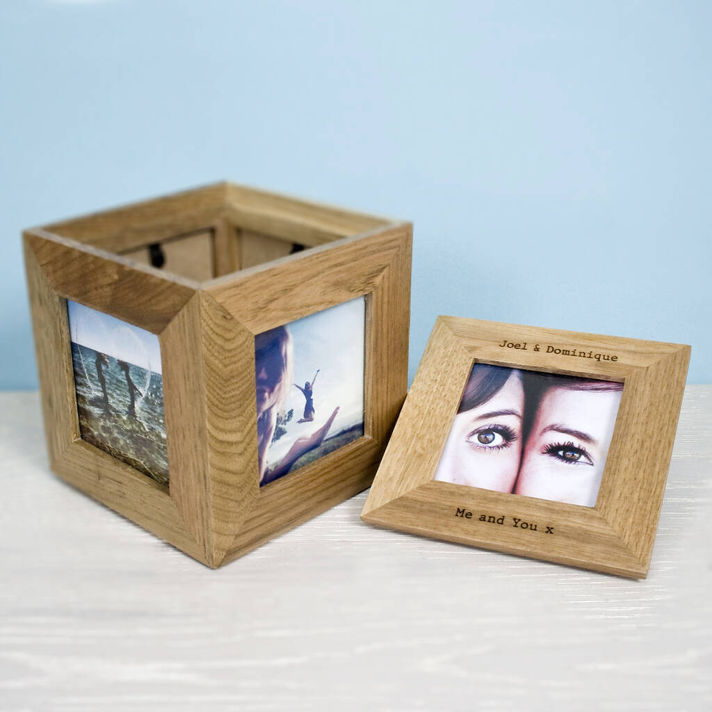 Personalised Oak Birthday Photo Cube Keepsake Box By JUNGLEY