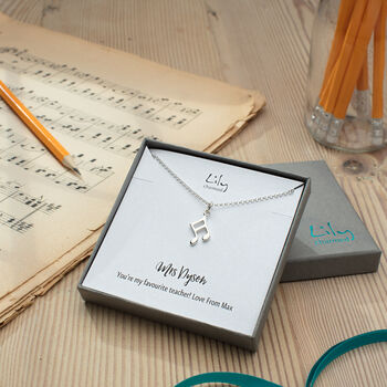 Silver Music Note Necklace With Personalised Message By Lily Charmed ...