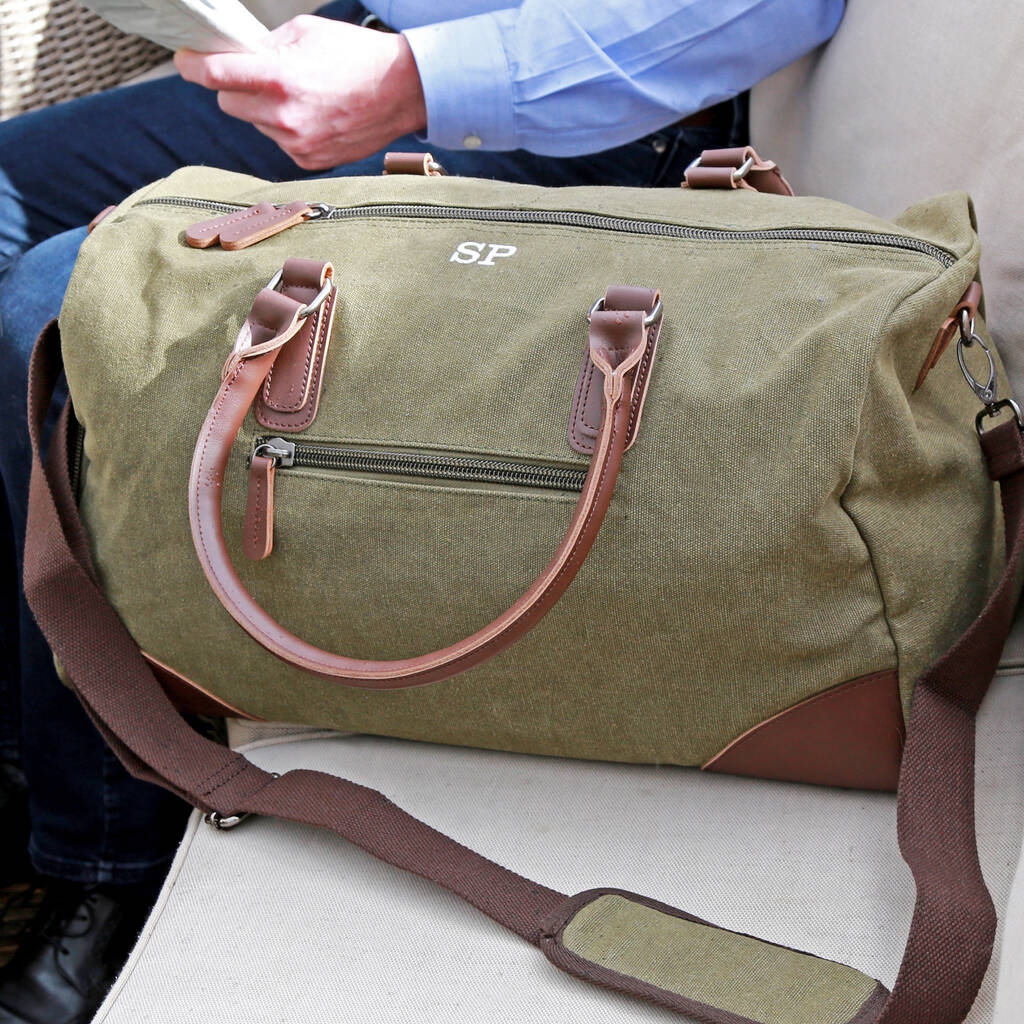 Personalised Vintage Canvas Weekend Holdall Bag By Duncan Stewart ...