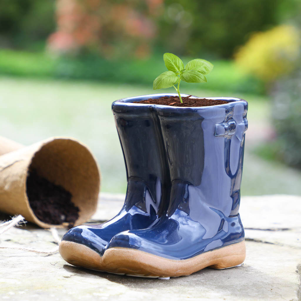 Personalised Blue Welly Planter By Dibor | notonthehighstreet.com