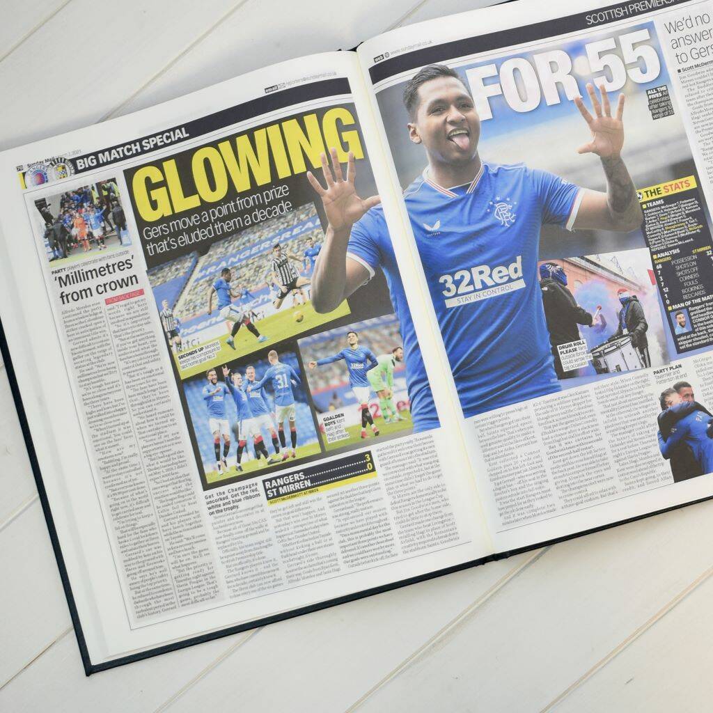Personalised Rangers Newspaper Book By HELLO LOVELY