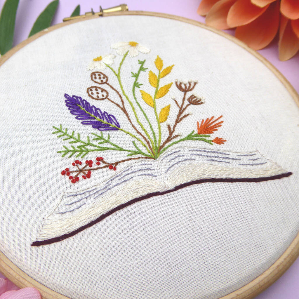 Flowery Book Embroidery Kit By Piwi's Crafts