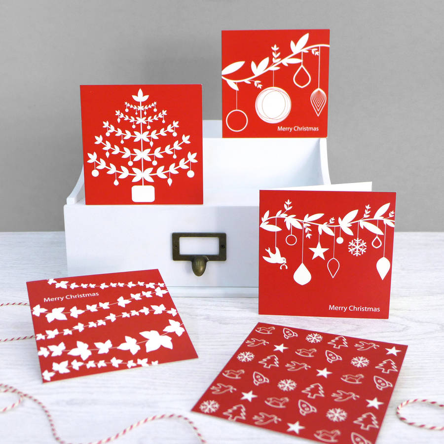 pack of five classic christmas cards by the strawberry card company ...
