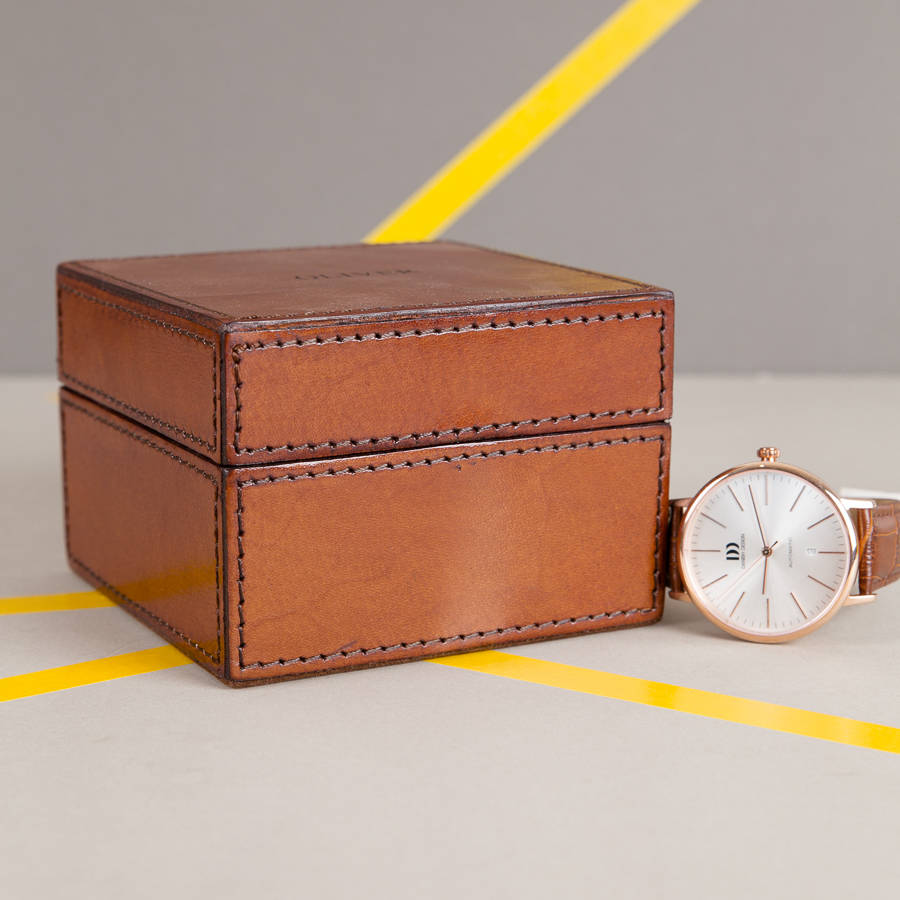 personalised classic leather watch box single by ginger rose ...