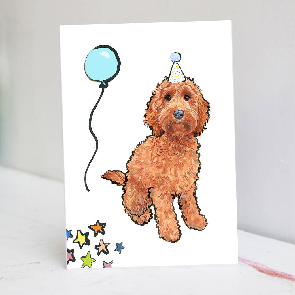 Red Cockapoo V2 Birthday Card | Cockapoo Card By Pet Portrait ...