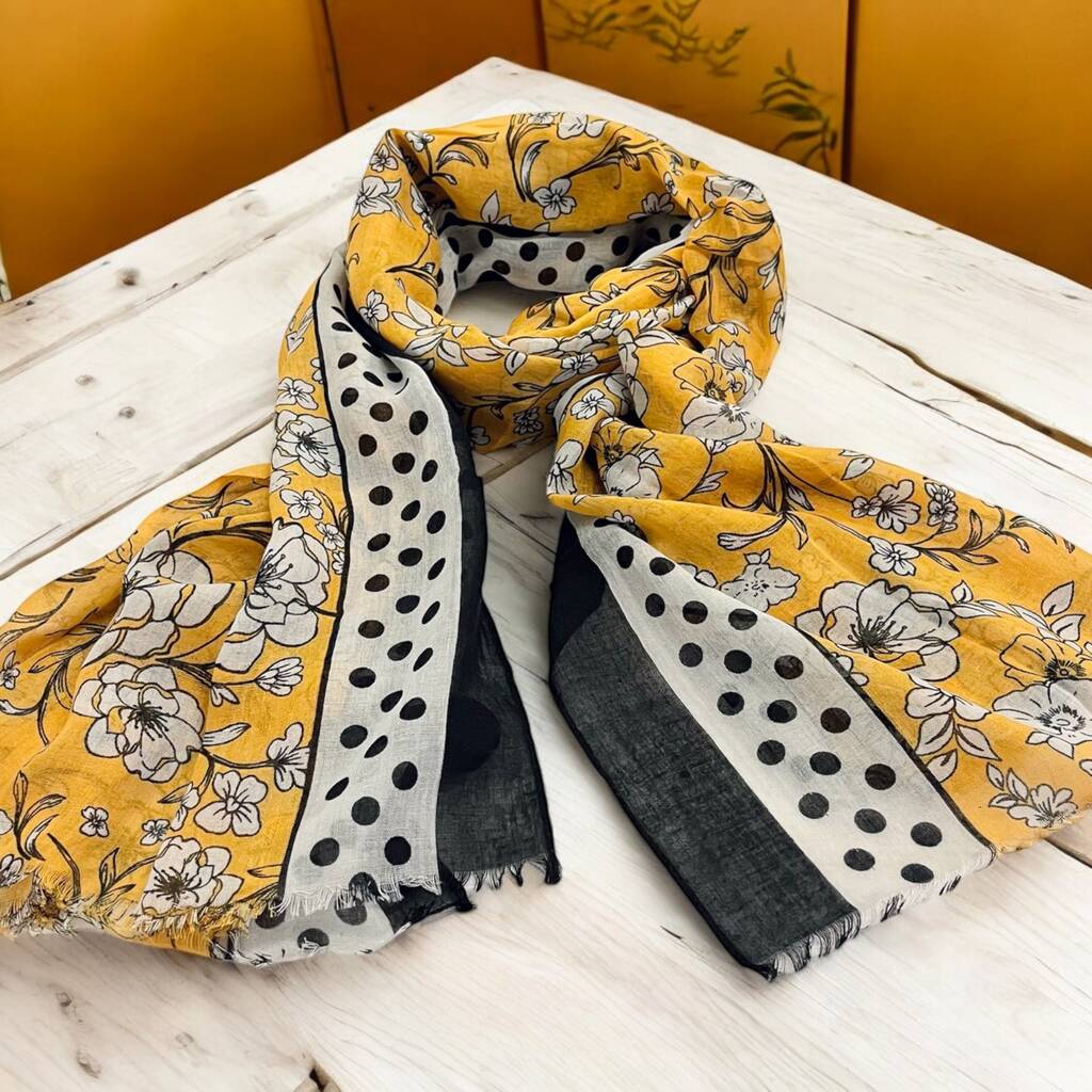 Vintage Style Floral And Polka Dot Print Scarf By My Posh Shop