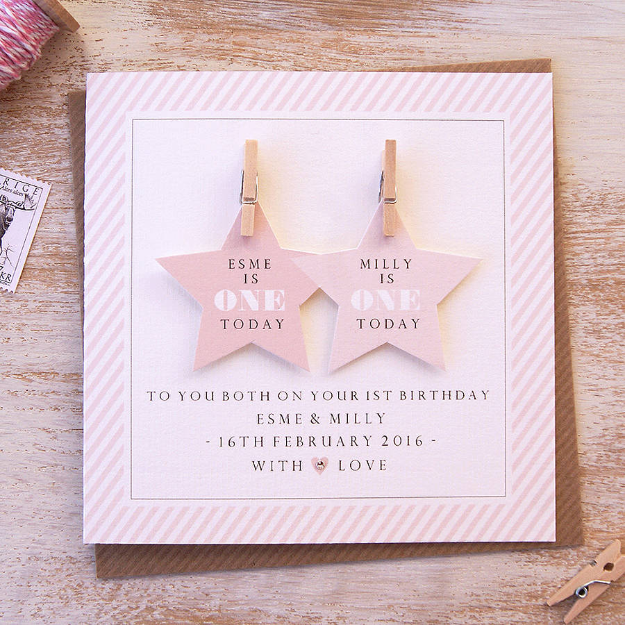 Star Twins First Birthday Card By Button Box Cards Notonthehighstreet Star Twins First Birthday Card By Button Box Cards Notonthehighstreet