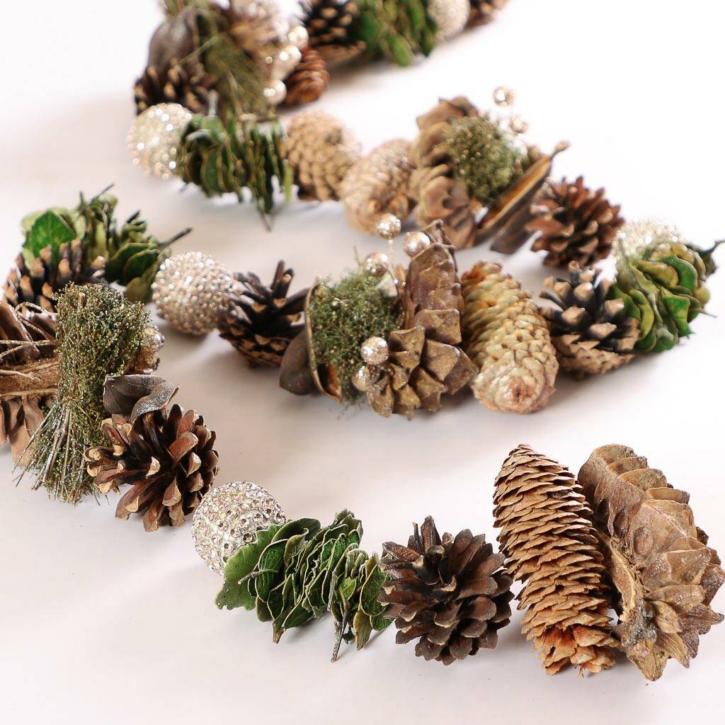 Woodland Sparkle Pine Cone Garland By Dibor | notonthehighstreet.com
