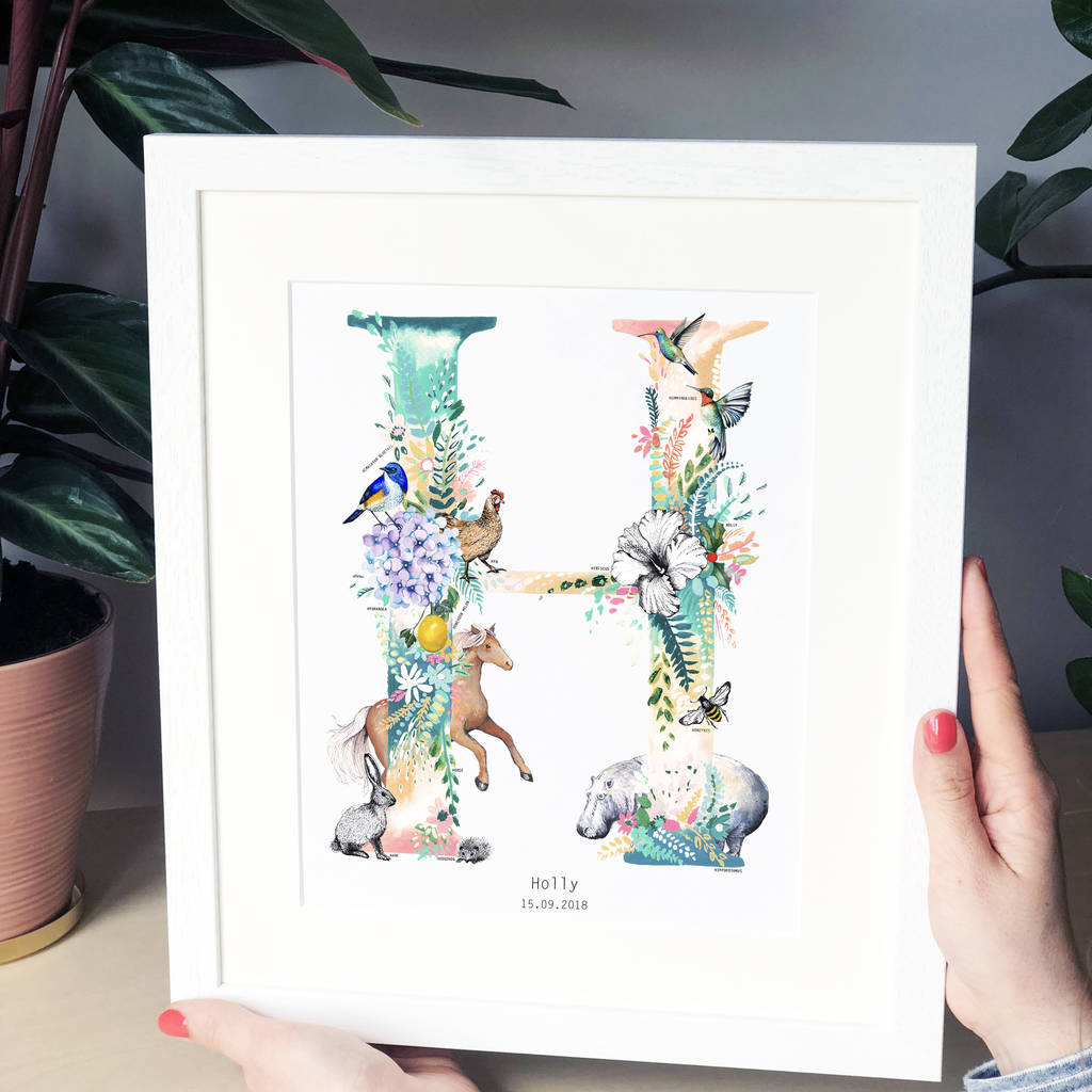 Personalised A To I Pastel Wildlife Letter Print By Charlotte Jones ...