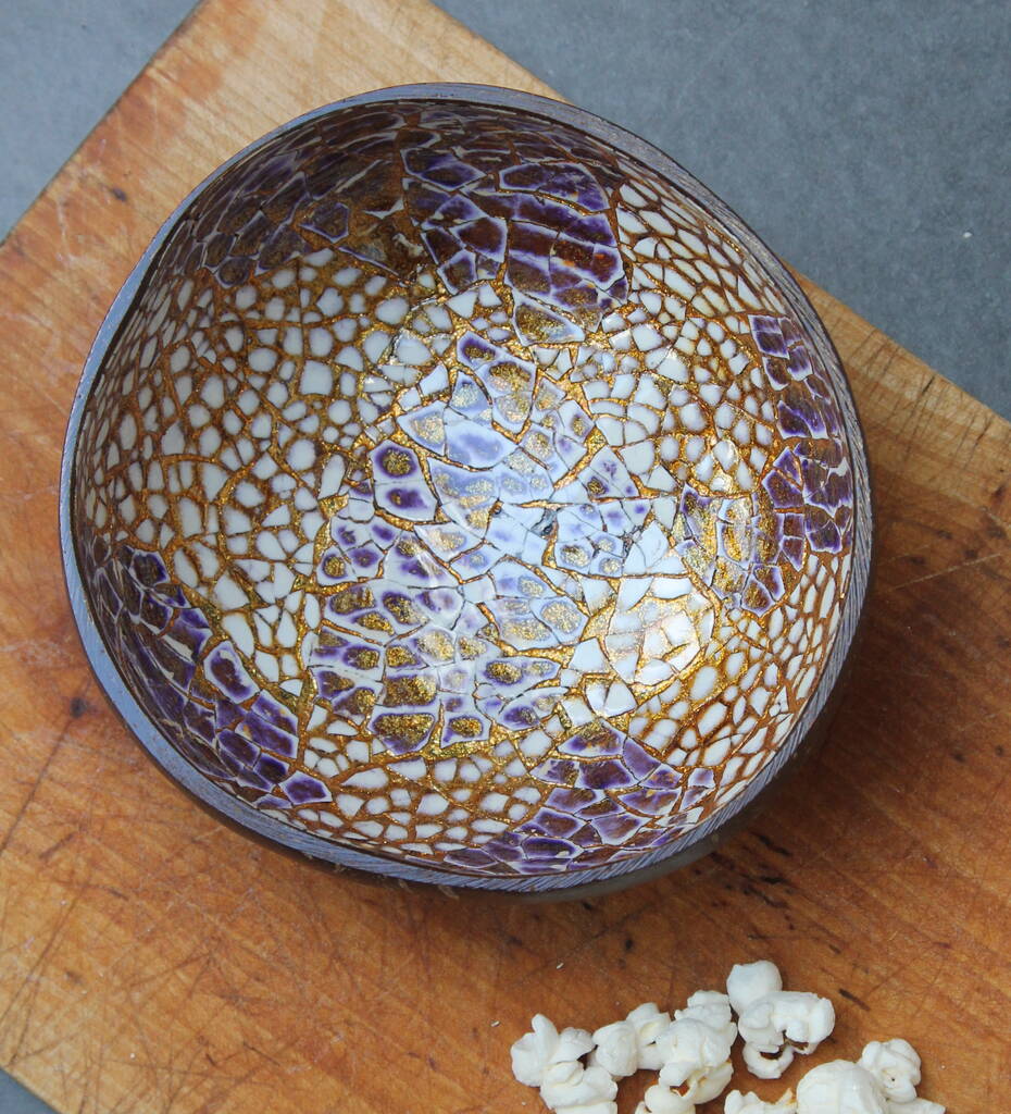 Gold Pattern Coconut Shell Snack Bowl By Lotus Direct ...