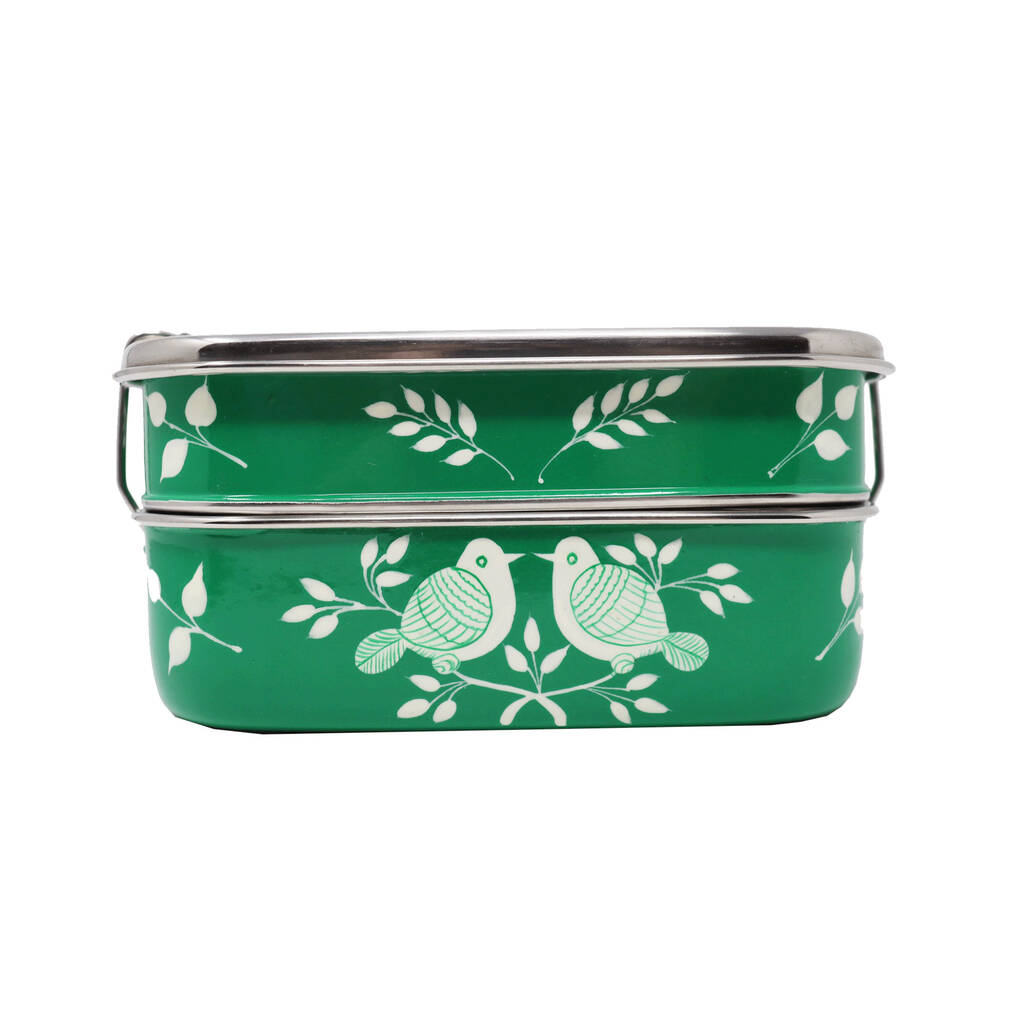 Hand Painted Rectangle Bento Box 'Garden Birds' By Pretty Tiffin ...