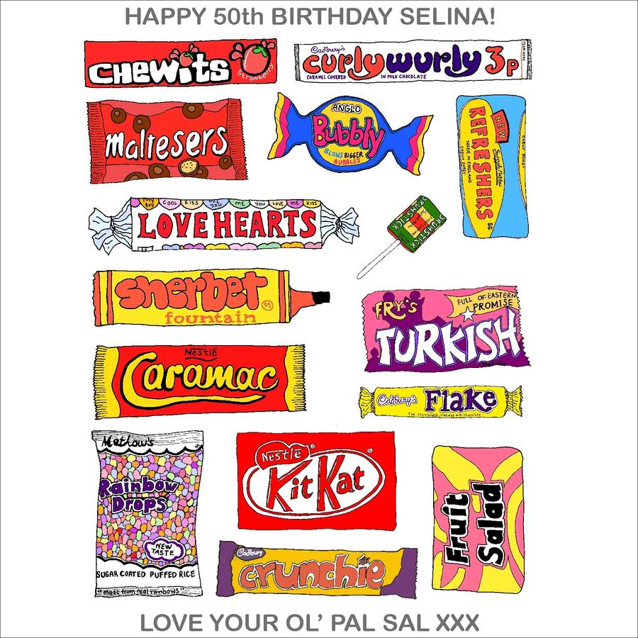 'framed favourite sweets print' by rael & pappie | notonthehighstreet.com