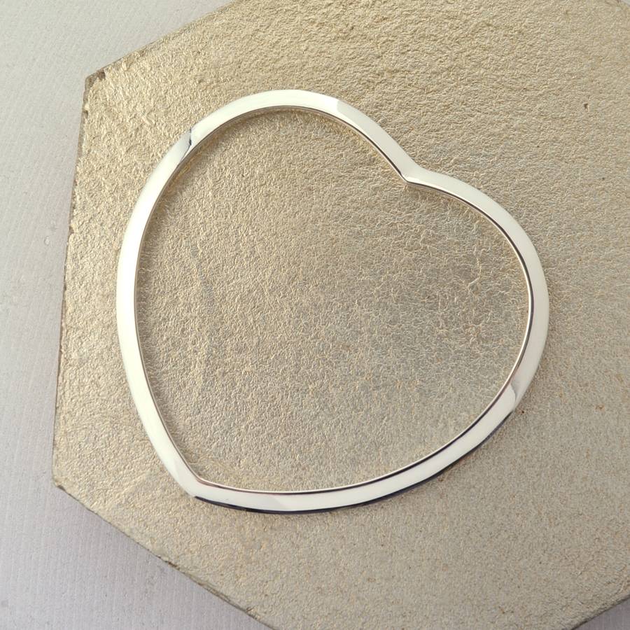 sterling silver heart shaped bangle by lily charmed ...