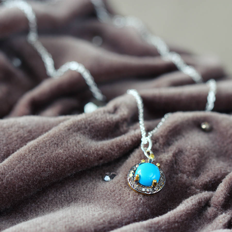 Turquoise And Diamond December Birthstone Necklace By Artique Boutique ...