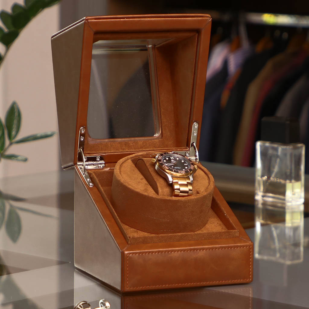 Personalised Large Tan Faux Leather Watch Display Case By Dibor ...