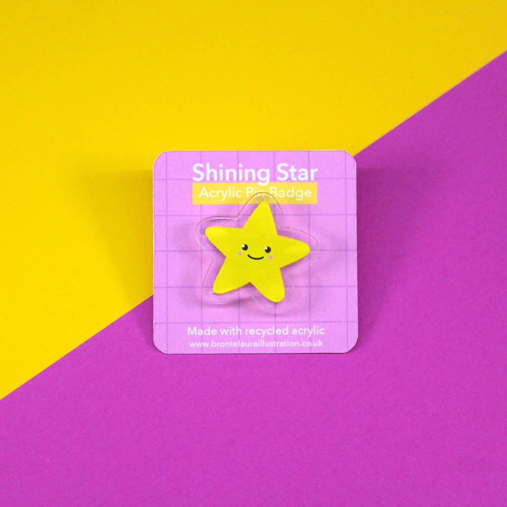 Recycled Acrylic Star Pin Badge By Bronte Laura Illustration