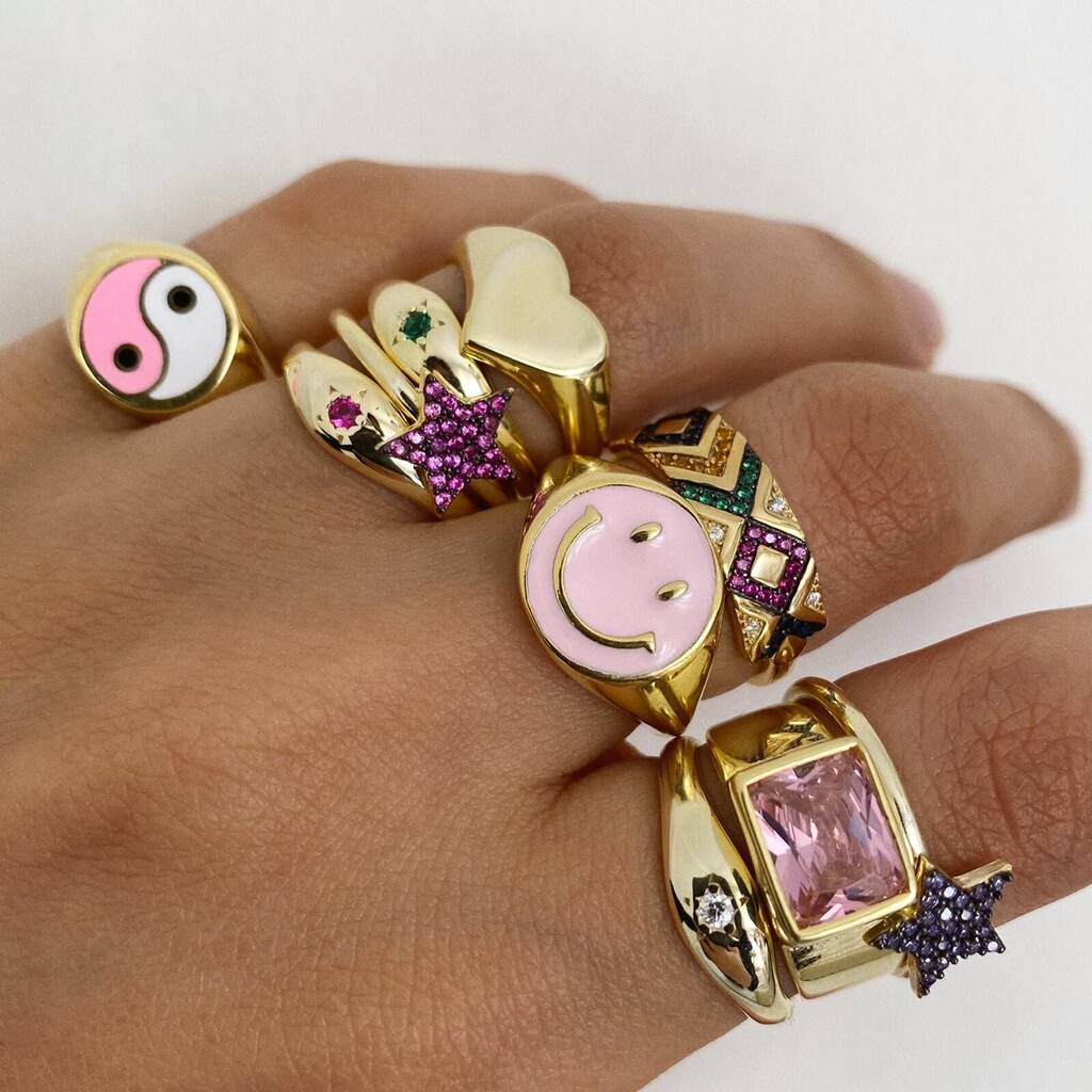 Heart Love Signet Ring In Sterling Silver, Gold Plated By Spero London ...