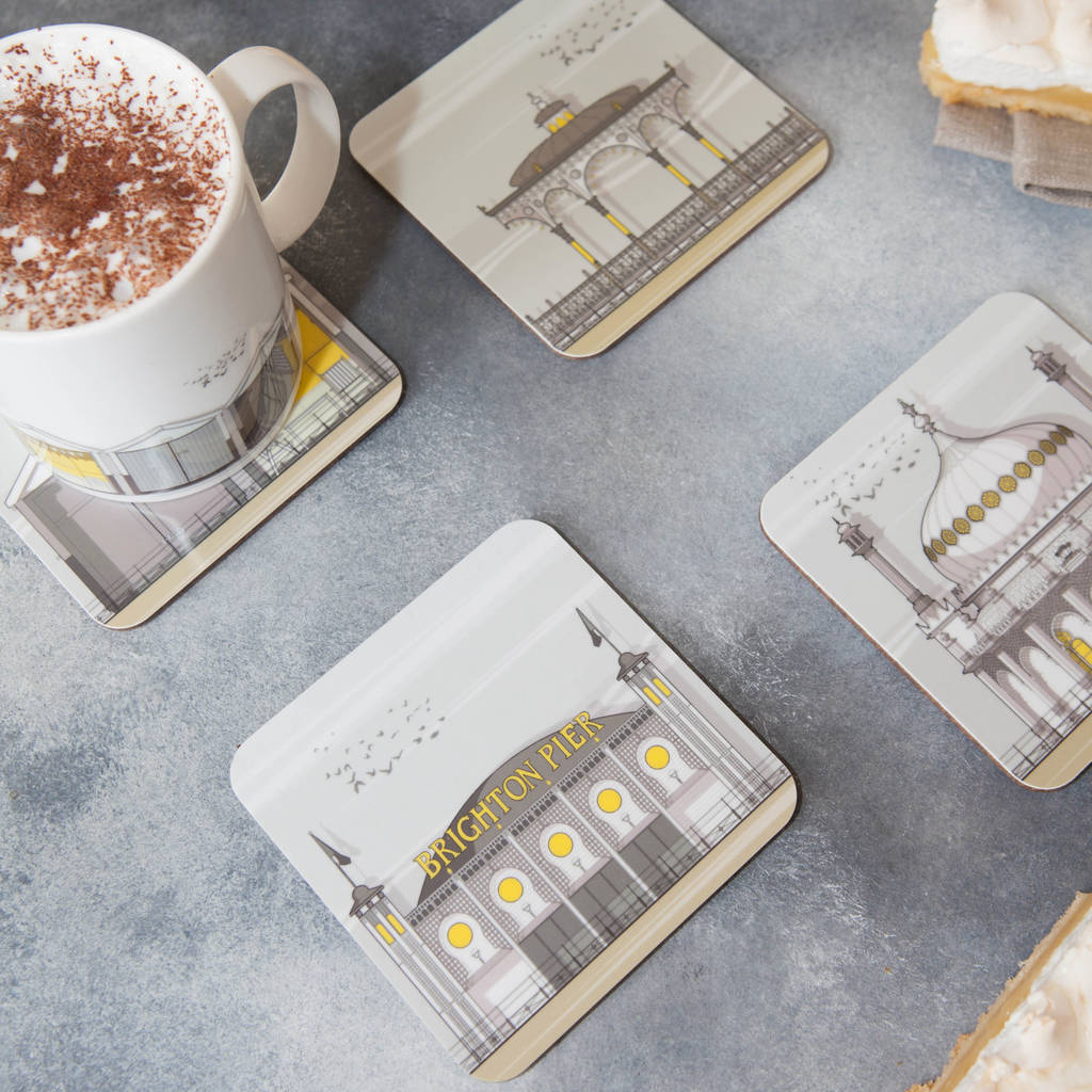 brighton landmarks set of four coasters by linescapes ...