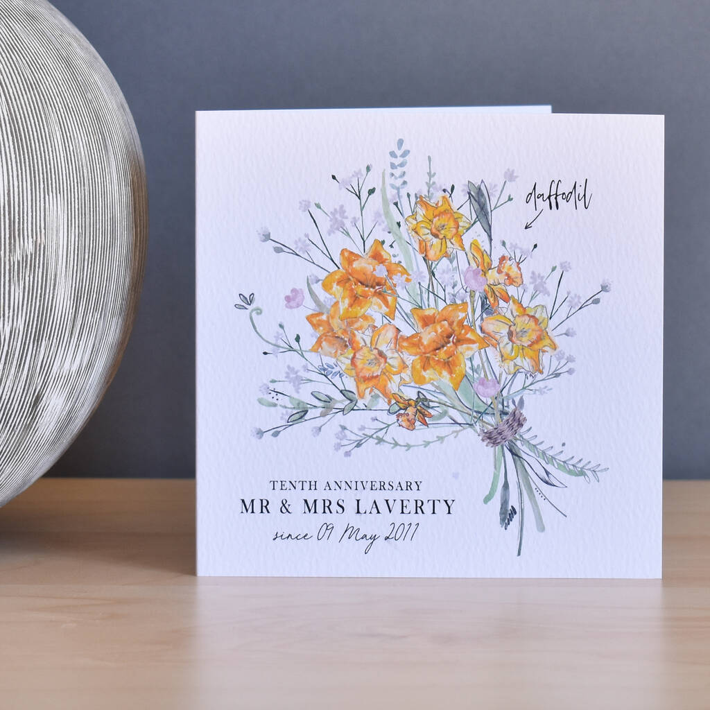 10th Anniversary Flower Bouquet Card By Vintage Designs Reborn