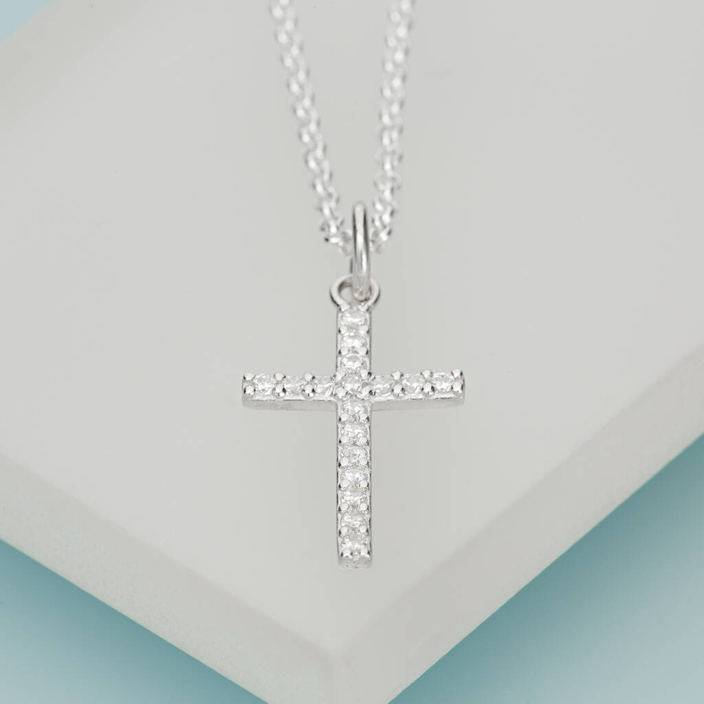 Sterling Silver Crystal Cross Charm Necklace By Lily Charmed Sterling ...