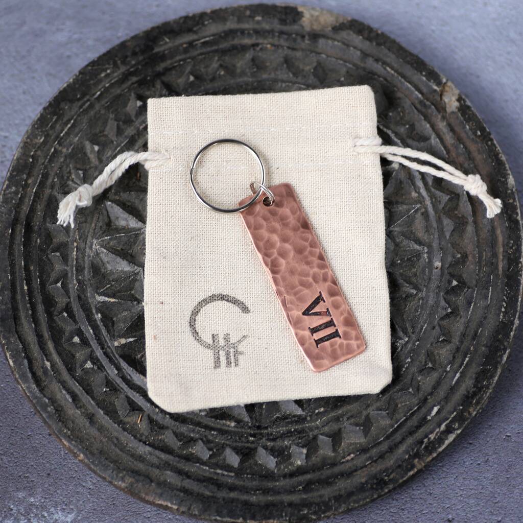7th Anniversary Solid Copper Keyring By Coach House Forge