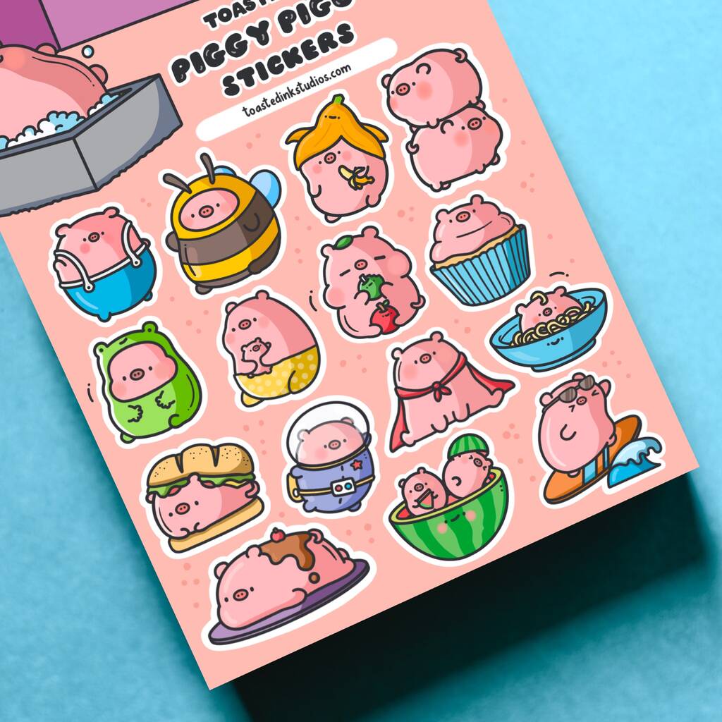 Pig Sticker Sheet By Toastedink