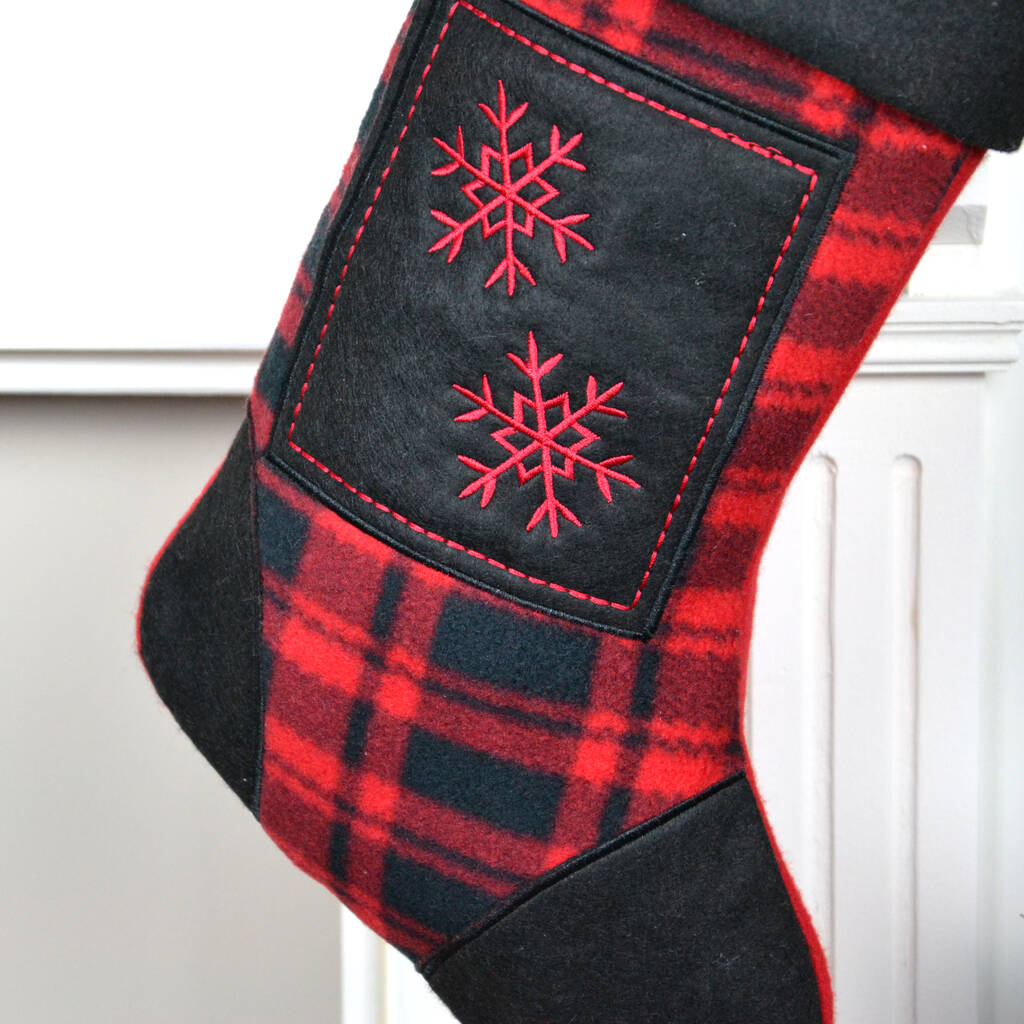 personalised christmas red snowflakes stocking by dcaro ...