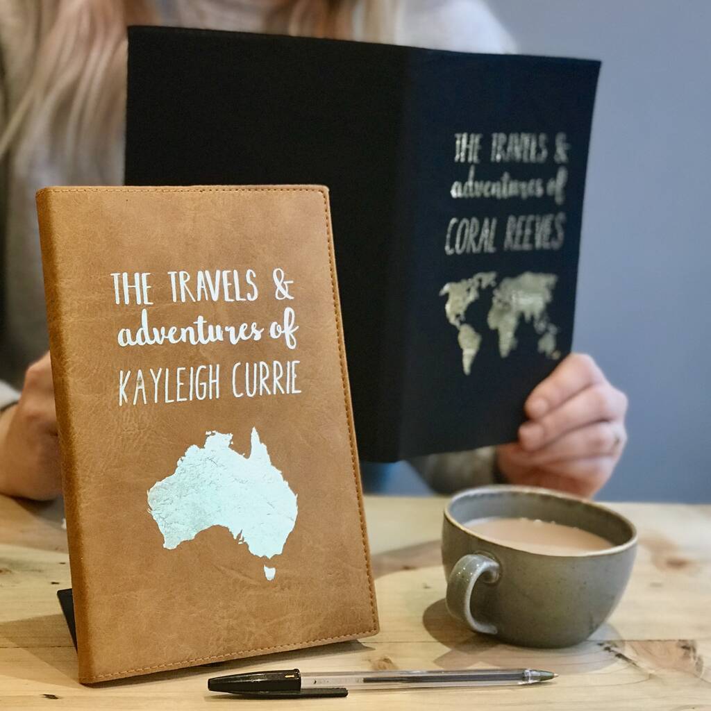 personalised travels and adventures travel journal by the alphabet gift ...