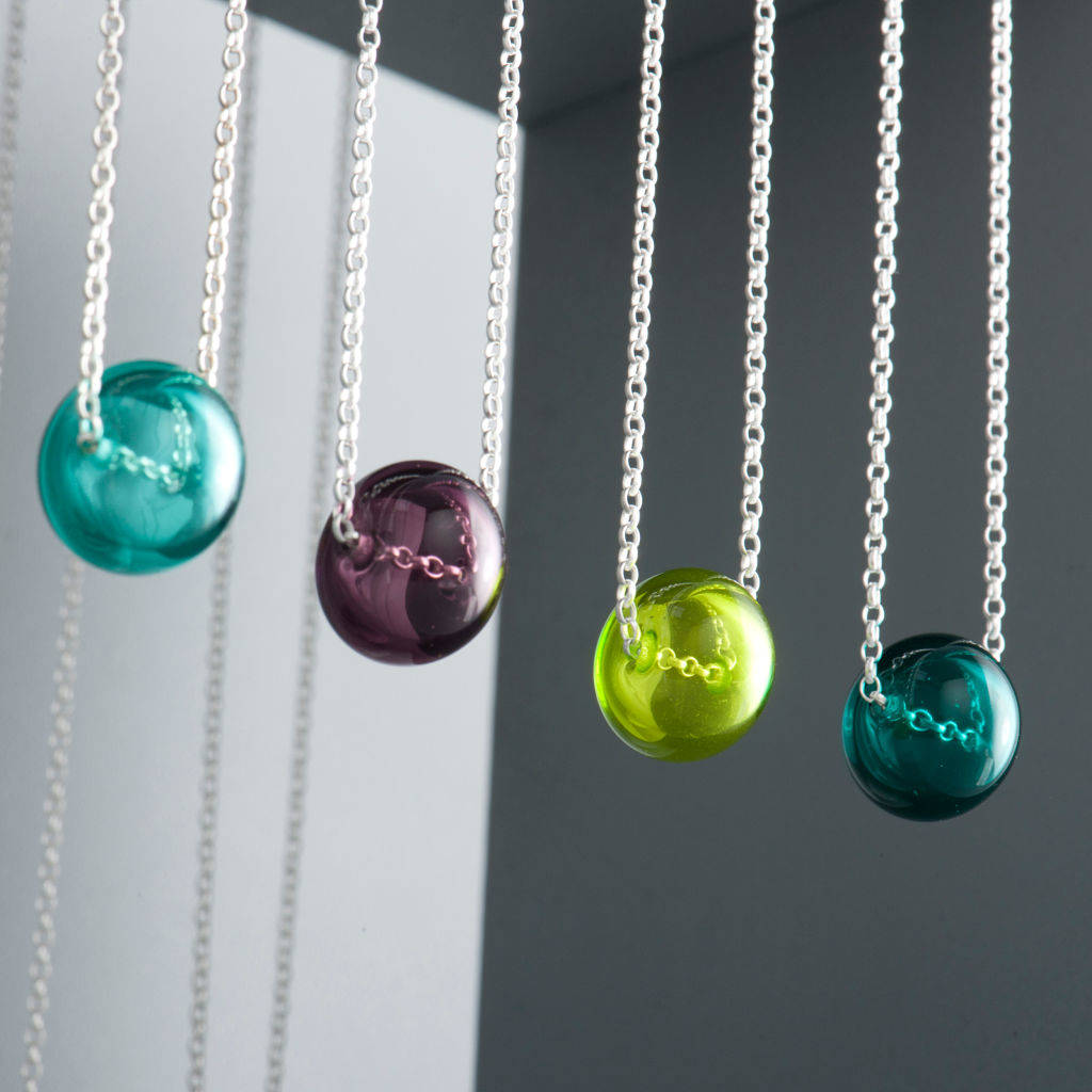 Sterling Silver Glass Sphere Necklace By EVY Designs ...