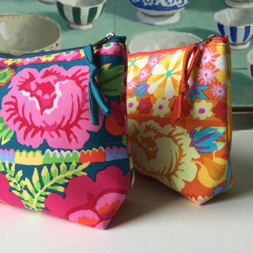 Fair Trade Kaffe Fassett Print Cotton Clutch Makeup Bag By Aura Que ...