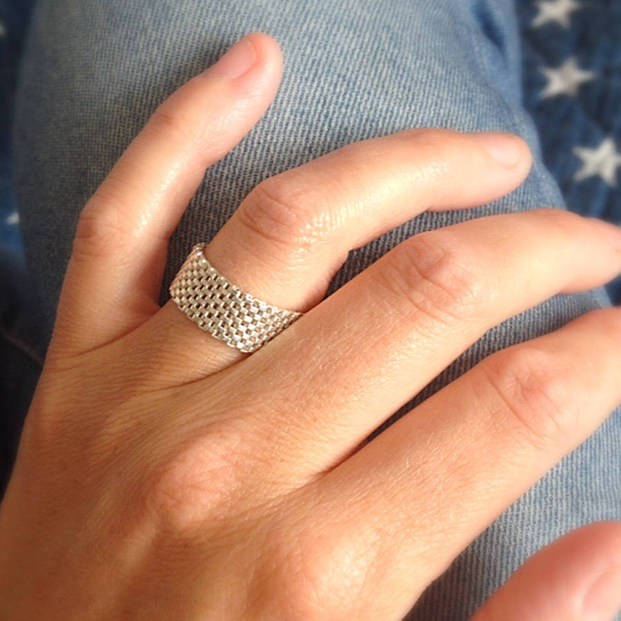 Sterling Silver Mesh Ring By Jessica Greenaway | notonthehighstreet.com