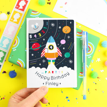 Personalised Rocket Birthday Space Greeting Card By Paper Joy ...