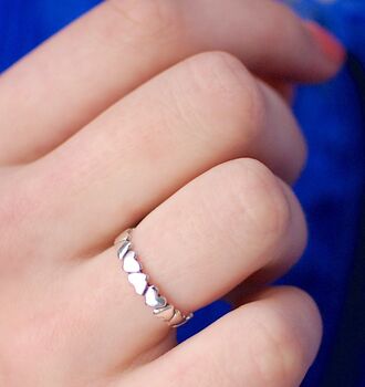 Tiny Hearts Sterling Silver Ring By Penelopetom | notonthehighstreet.com