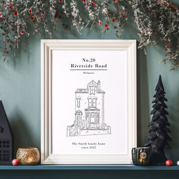 Personalised House Portrait Line Drawing Print By Molly Moo Designs ...